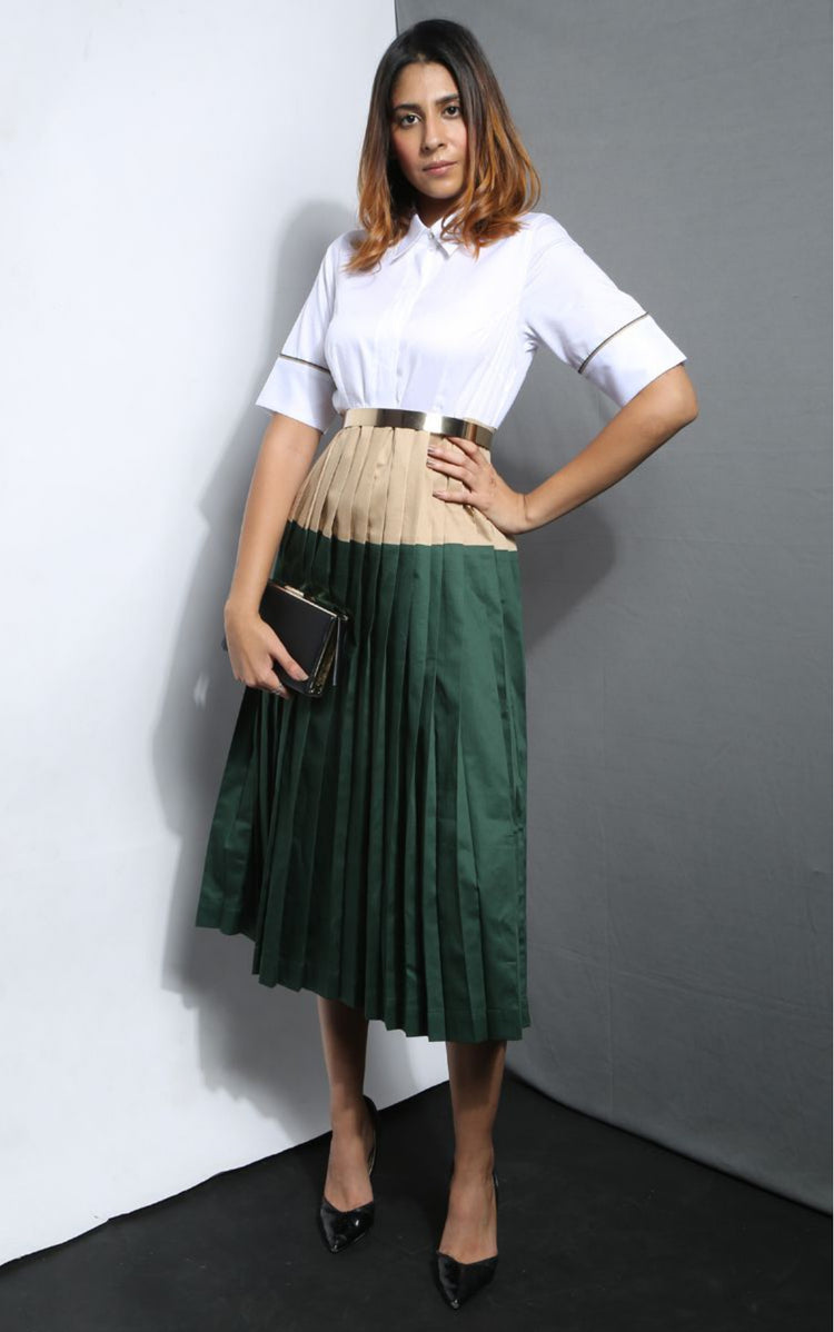 ColorBlock Pleated Summer Dress – Escape By Aishwarya